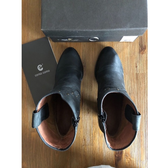 Corso Como | Shoes | New In Box Corso Como Black Leather Ankle Booties ...